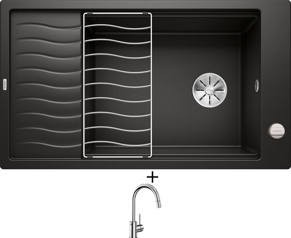 SET Blanco ELON XL 8 S černá + excentrické ovládání + Blanco MIDA-S ...