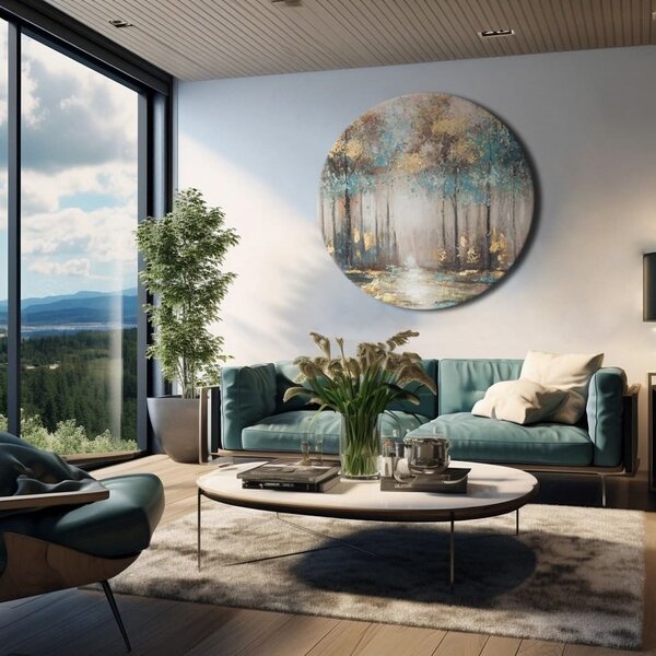 Kulaté obrazy akrylem Tajemství zlatého rána | different dimensions ...