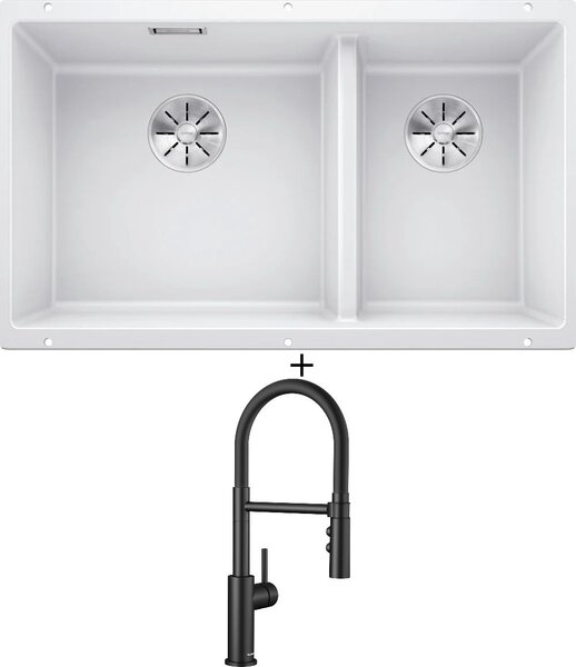 SET Blanco SUBLINE 430/270-U bílá 523155 + Blanco CATRIS-S Flexo nerez ...