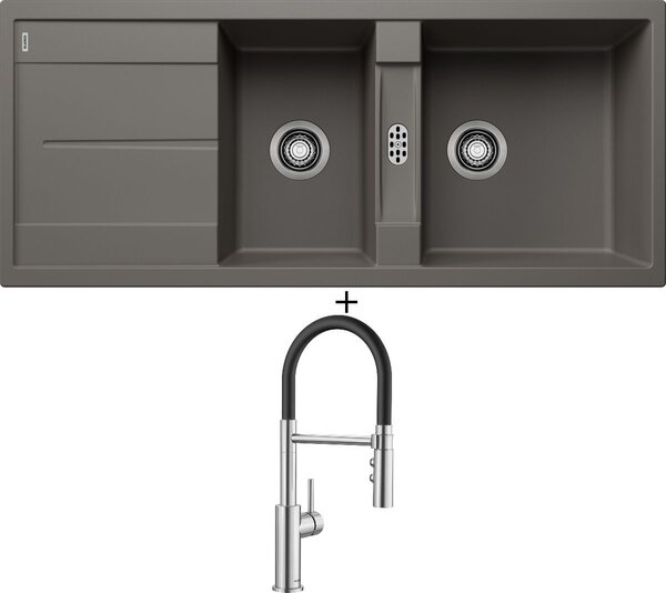 SET Blanco METRA 8 S šedá vulkán 527303 + Blanco CATRIS-S Flexo nerez ...
