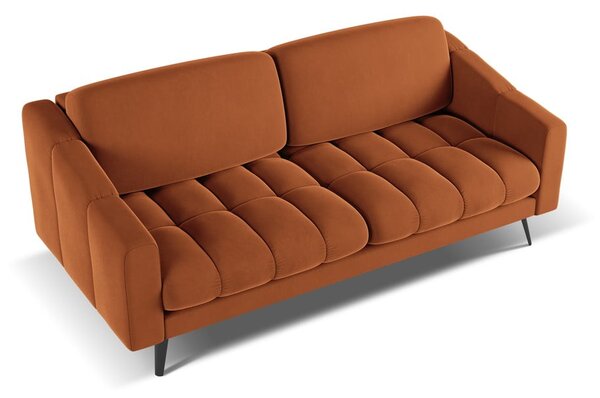 Oranžová sametová pohovka 202 cm Nalu – Makamii | FAVI.cz