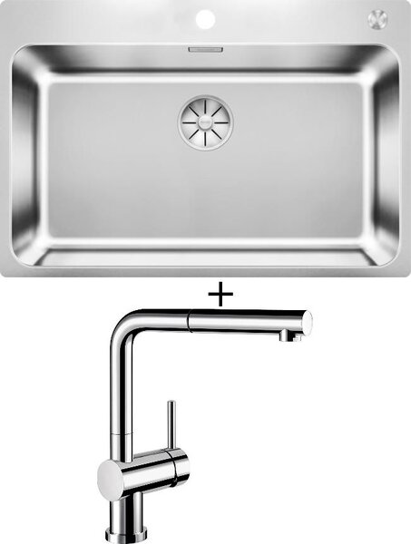 SET Blanco SOLIS 700-IF/A nerez kartáčovaný s excentrem PushControl ...