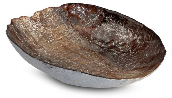 DEKORATIVNÍ SKLENĚNÁ MISKA DEMI (01) 28X20X6 CM HNĚDÁ | FAVI.cz