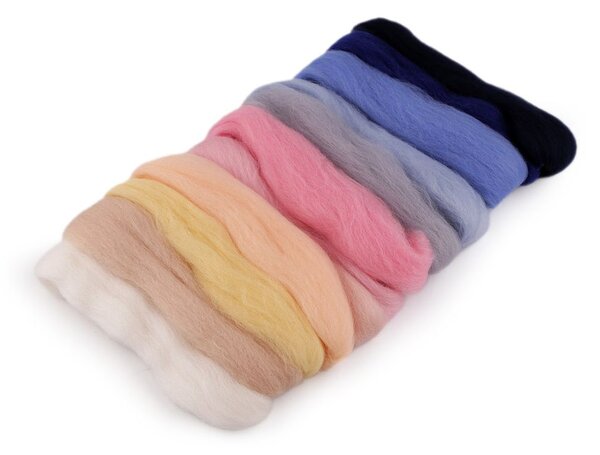 Pro Háčkování Ovčí rouno 50 g česané mix 5 | FAVI.cz