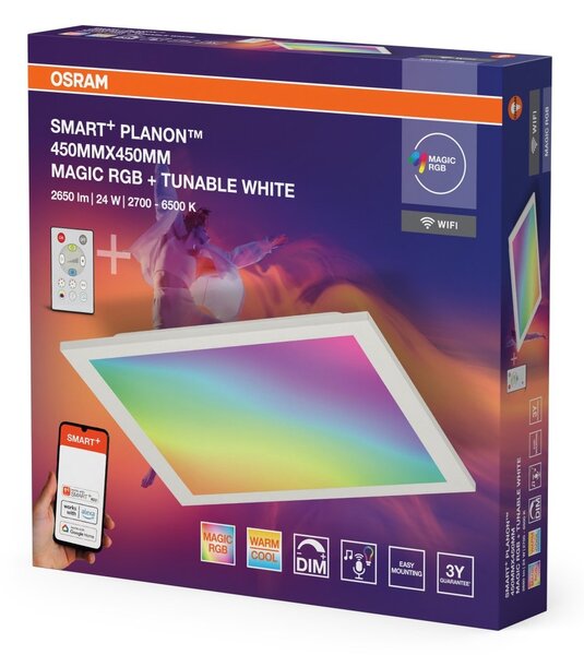 Panel Wifi Planon Magic 450x450mm, RGB+Laditelná Bílá | FAVI.cz