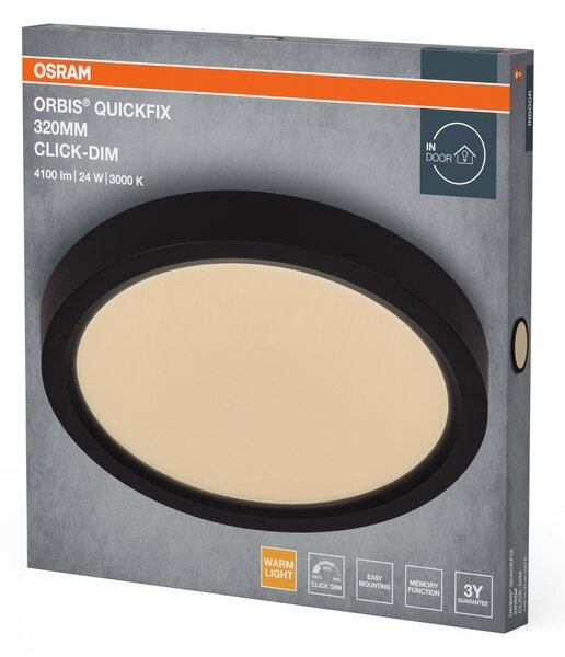 Černý LED Panel ORBIS 320mm 24W Click Stmívatelný, Teplá Bílá | FAVI.cz