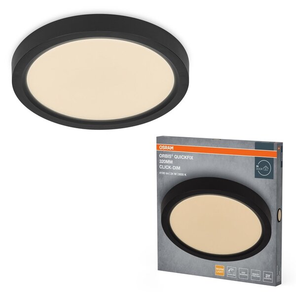 Černý LED Panel ORBIS 320mm 24W Click Stmívatelný, Teplá Bílá | FAVI.cz