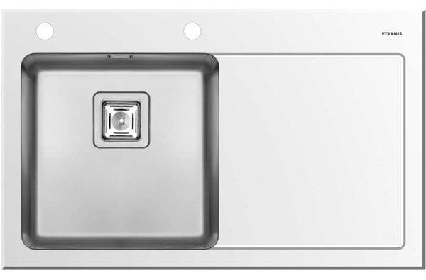 Dřez se sklem Pyramis Crystalon 1B 1D bílý LH | FAVI.cz