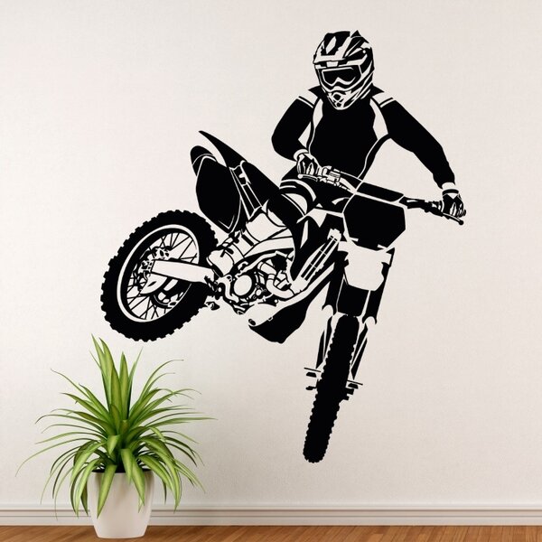 Motorka motokros - vinylová samolepka na zeď - 80x67cm | FAVI.cz