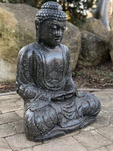 Socha Buddha z terrazza (teraco) 60 cm – ruční výroba Jáva | FAVI.cz