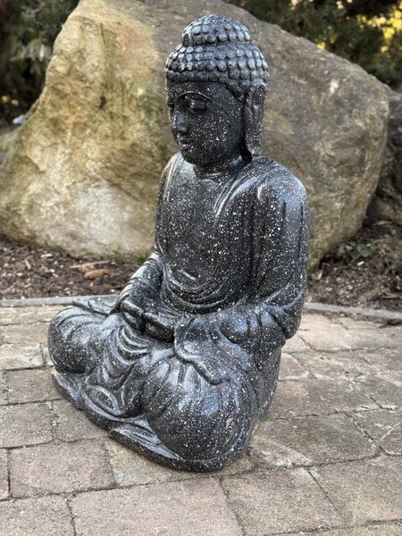 Socha Buddha z terrazza (teraco) 60 cm – ruční výroba Jáva | FAVI.cz