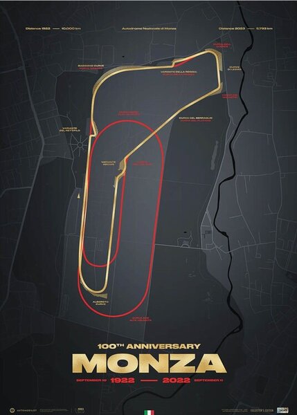 Umělecký tisk Monza Circuit - Track Evolution - 100th Anniversary | FAVI.cz