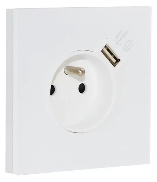 Simon Zásuvka 250V/16A s USB nabíječkou Smartcharge, Simon 100, akrylátové sklo, bílá matná ...
