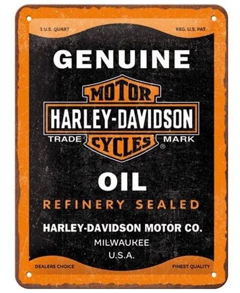 Plechová cedule Harley-Davidson - Genuine Oil | FAVI.cz