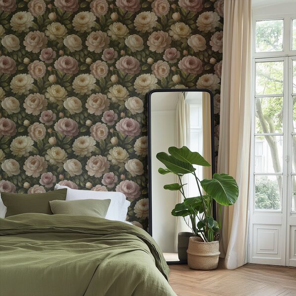 Tapety Romantické pivoňky na tmavém botanickém pozadí, Tapety květiny ...