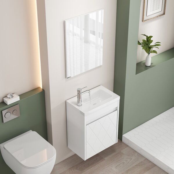 Závěsná skříňka s umyvadlem Houseland Mavon 40 cm bílá | FAVI.cz