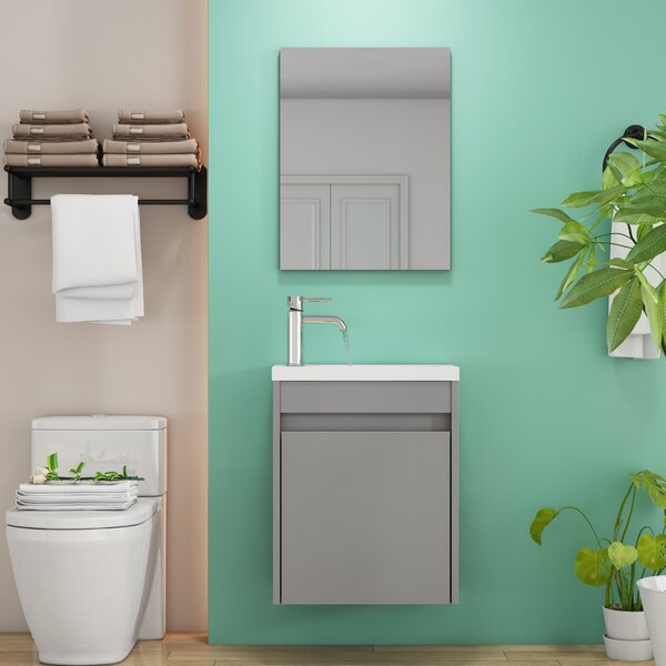 Závěsná skříňka s umyvadlem Houseland Zendi 40 cm šedá | FAVI.cz