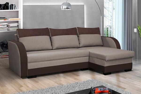 DABEK MEBLE ZETA rozkládací sedací souprava s úložným prostorem hnědá 230 x 85 x 140 cm | FAVI.cz