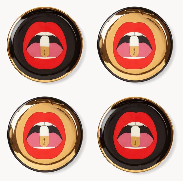 Sada porcelánových podtácků se zlatem Full Dose, 4 díly | FAVI.cz