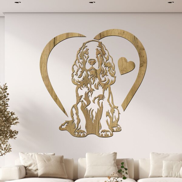 Dřevěný obraz psa Anglický kokršpaněl v srdci | Rozměry (cm): 40x40 ...