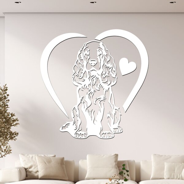 Dřevěný obraz psa Anglický kokršpaněl v srdci | Rozměry (cm): 40x40 ...