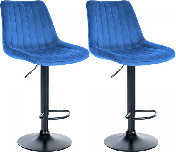 2 ks / set barová židle Toni samet černá, modrá | FAVI.cz