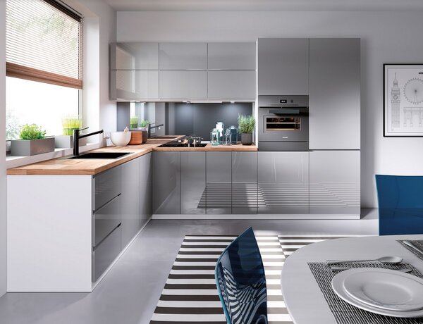 Luxusní rohová kuchyňská linka Astrid šedá | FAVI.cz