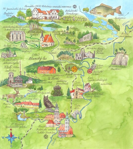 Ručně malovaný obraz od Pepa Vaníček - "Malovaná mapa CHKO Blanský les ...