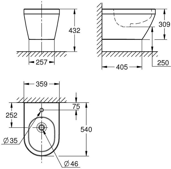 Grohe Euro Ceramic bidet závěsný bílá 102487SH00 | FAVI.cz