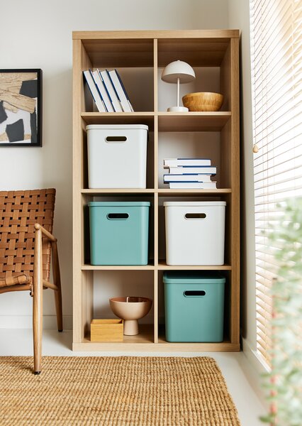 Rotho Úložný box, rovný s víkem, 27l, matně zelená ALBU LIGHT, 37x29x30 ...