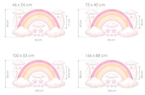 Duha pro holky samolepky na zeď arch 46 x 24 cm | FAVI.cz