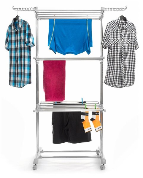 Vertikální sušák na prádlo s kolečky Folver InnovaGoods 24 Tyčí | FAVI.cz