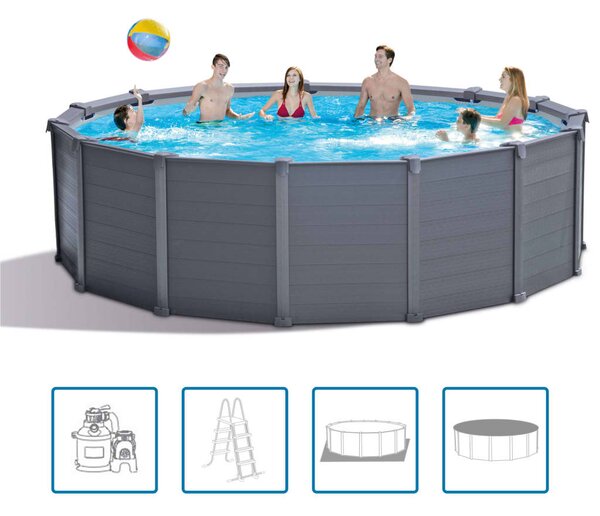 INTEX Bazénový set Graphite Gray Panel 478 x 124 cm | FAVI.cz