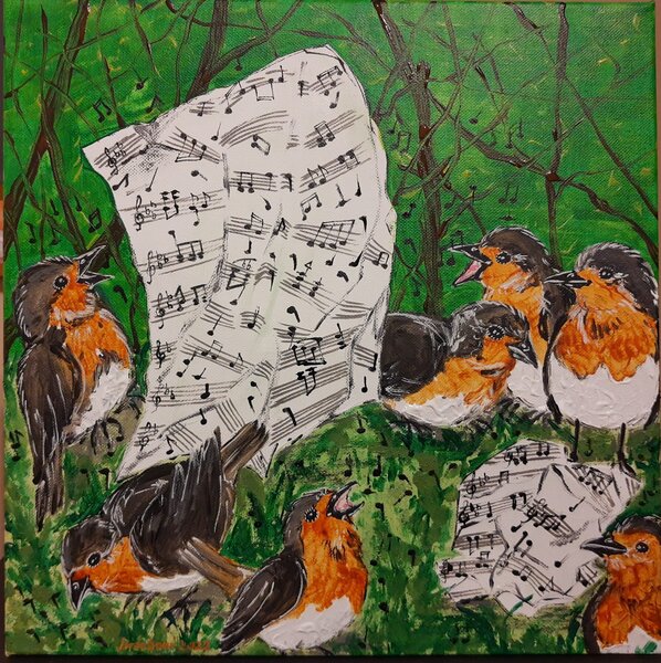 Ručně malovaný obraz od Romana Jirásková - "Rozsypané noty", rozměr: 40 ...