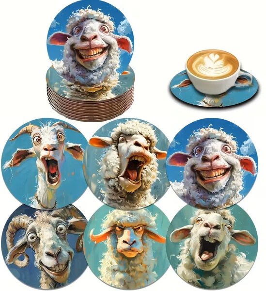BAF Tácek - podložka pod nápoje Rozdováděné ovce a beránci 6 kusů | FAVI.cz