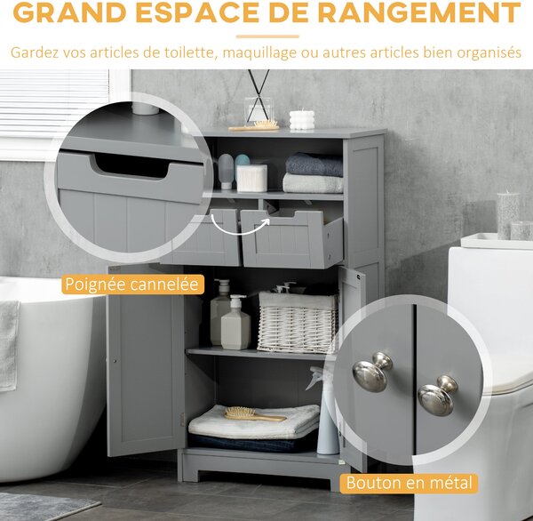 Kleankin Koupelnová Skříň, Úložná Skříň se 2 Šuplíky, Niche, Skříňka s ...