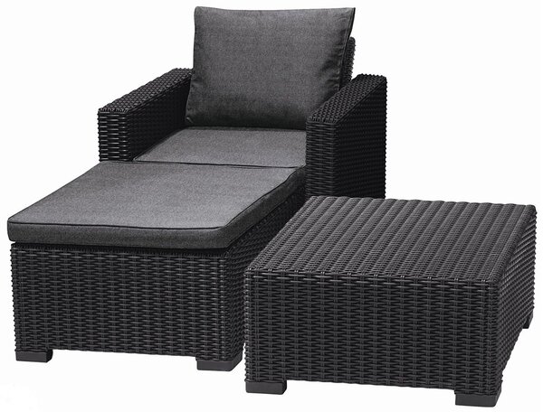 ALLIBERT MOOREA zahradní set (stůl, křeslo, taburet), ratan, grafit ...